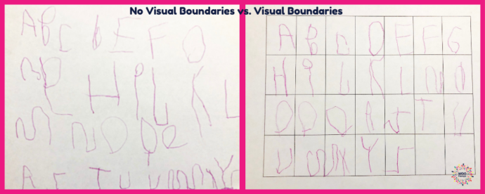Visual boundaries make handwriting less complicated for children